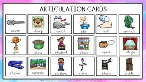 Articulation Cards with Visual Cues - S Blends - Speech Therapy ...