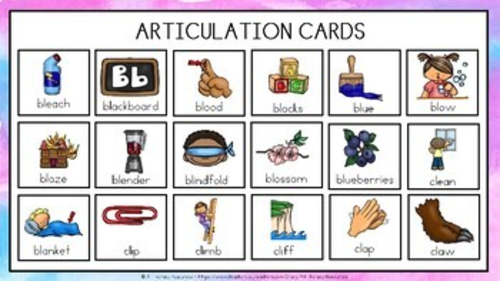 Articulation Cards with Visual Cues - L Blends - Speech Therapy ...