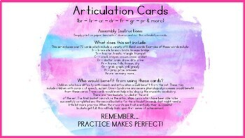 Articulation Cards with Visual Cues - R Blends - Speech Therapy ...