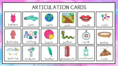 Th Sounds - Articulation Cards with Visual Cues - Speech Therapy - All ...
