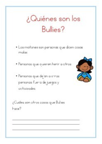 SPANISH VERSION - My Bullying Workbook Social Emotional Counseling ...