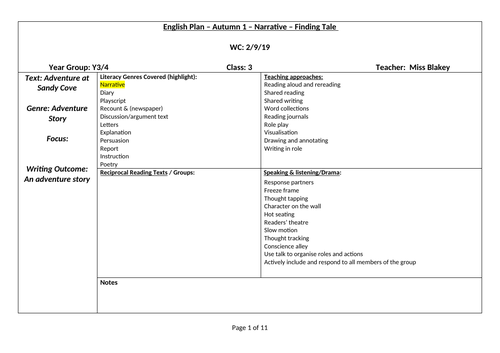 Year 3/4 - 'Talk for Writing' Narrative Unit - Adventure at Sandy Cove ...