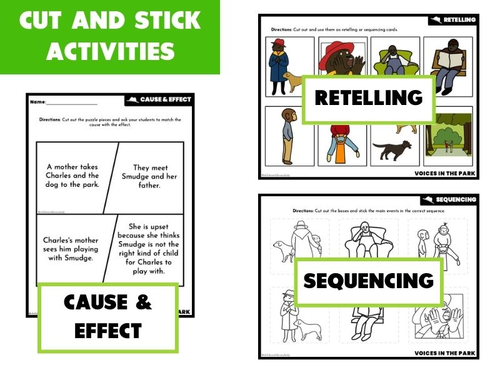 Voices in the Park Book Activities - Reading Comprehension and Literacy ...