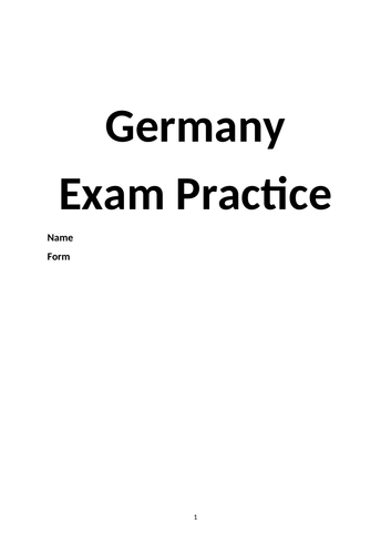 Edexcel History GCSE Germany Exam Question Practice Booklet | Teaching ...