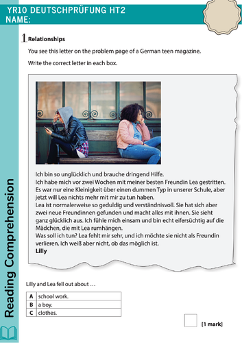 Test units 1-2 German GCSE | Teaching Resources