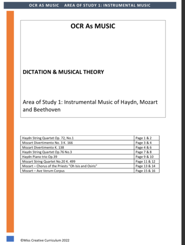 OCR As Level MUSIC - Instrumental Music (Haydn, Mozart) | Teaching ...