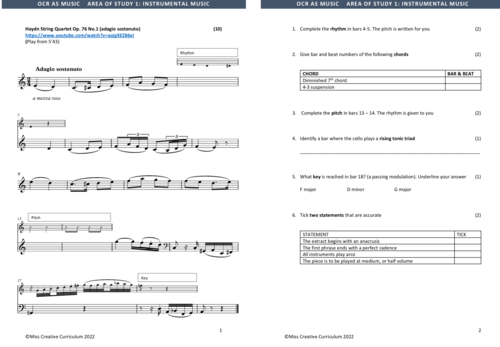 OCR As Level MUSIC - Instrumental Music (Haydn, Mozart) | Teaching ...