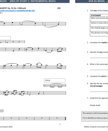 OCR As Level MUSIC - Instrumental Music (Haydn, Mozart) | Teaching ...