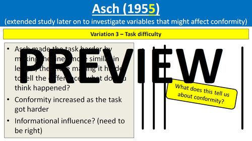 The Asch Study - AQA A Level Psychology (Social Influence) | Teaching ...