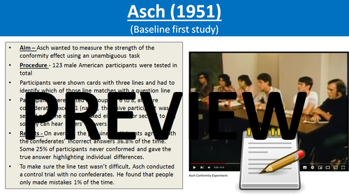 The Asch Study - AQA A Level Psychology (Social Influence) | Teaching ...