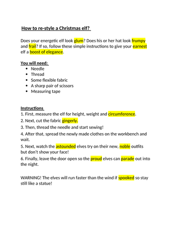 How to re-style a Christmas elf? INSTRUCTIONS KS1 Talk for Writing ...