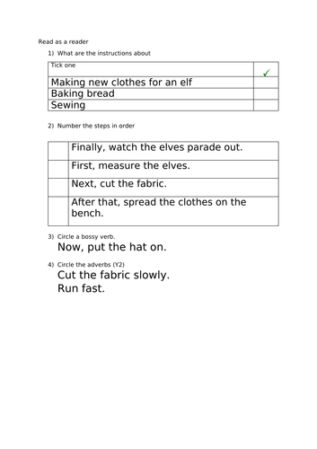 How to re-style a Christmas elf? INSTRUCTIONS KS1 Talk for Writing ...