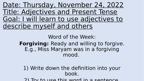 EAL Language Lesson: Intro to Adjectives | Teaching Resources