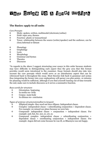 International A Level English A* Guide | Teaching Resources