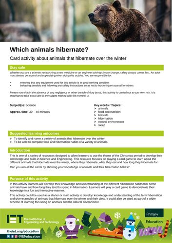 Which animals hibernate? Card game | Teaching Resources