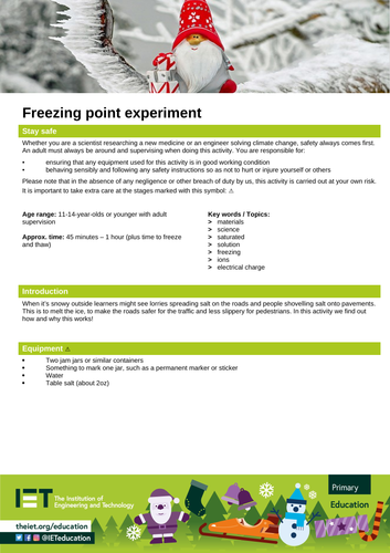 Freezing point experiment | Teaching Resources