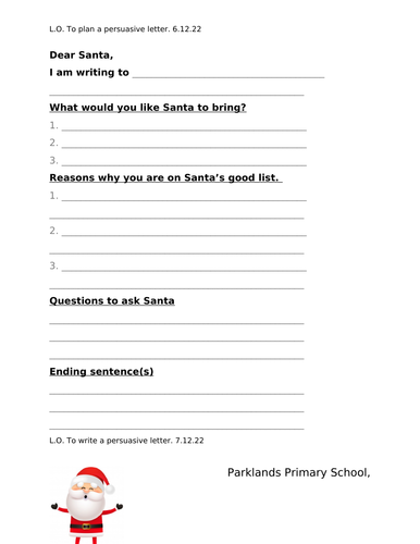 Writing a Letter to Santa KS1 | Teaching Resources