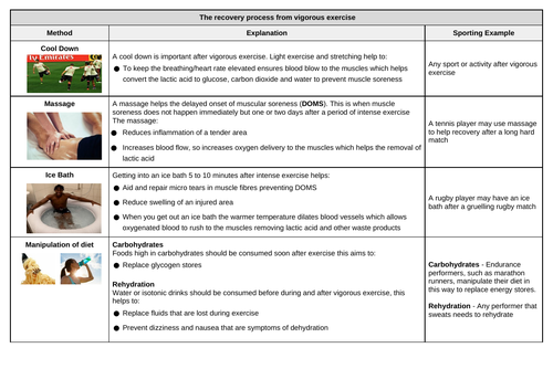 Recovery from exercise - GCSE Physical Education - AQA | Teaching Resources
