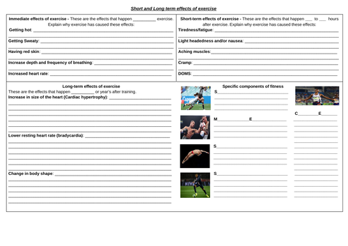 Effects of exercise - LT - GCSE Physical Education - AQA | Teaching ...