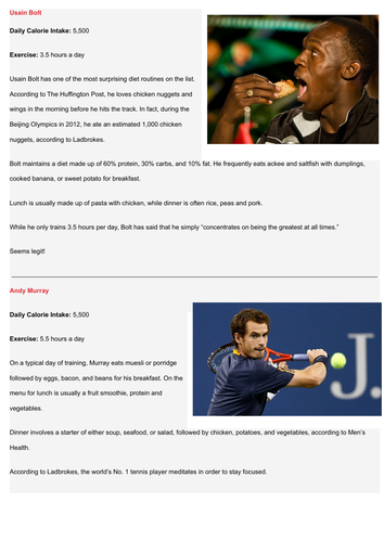 Diet and Energy Sources - GCSE Physical Education - AQA | Teaching ...