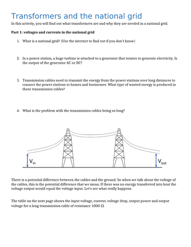Transformers and the national grid | Teaching Resources