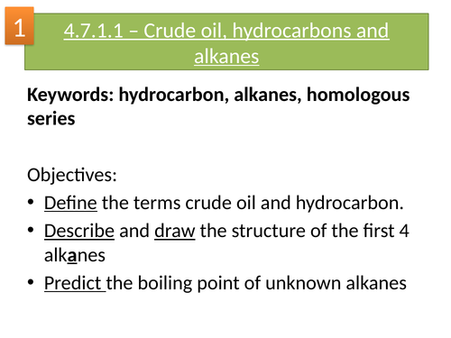 AQA C7 Crude oil, hydrocarbons and alkanes | Teaching Resources