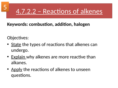 AQA C7 Reactions of alkenes | Teaching Resources