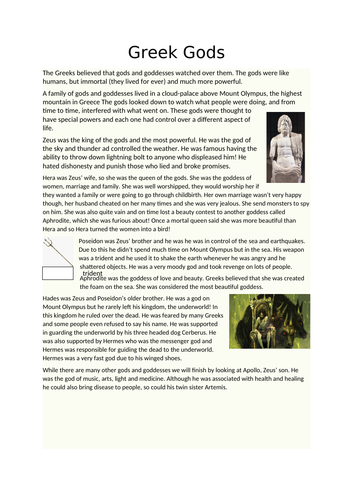 Greek Gods and Roman Gods | Teaching Resources