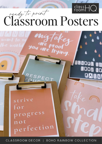 Modern BOHO RAINBOW Inspirational Growth Mindset Posters | Neutral ...