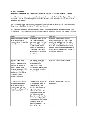 Elizabeth 1558-1588 Edexcel - Complete Lesson 3 | Teaching Resources