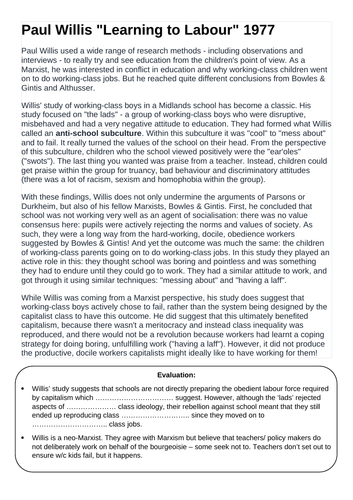 AQA Sociology A Level Education Topic 1: Role of Education | Teaching ...