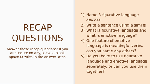 LITERACY/ENGLISH STARTER TASKS YEAR 7 | Teaching Resources