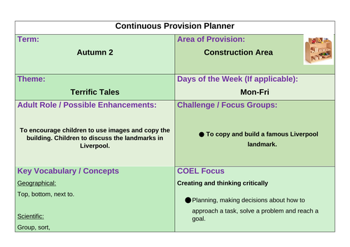 EYFS Continuous provision planning | Teaching Resources