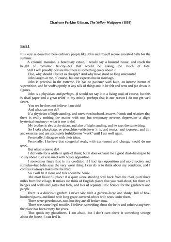 The Yellow Wallpaper by Charlotte Perkins Gilman | Teaching Resources