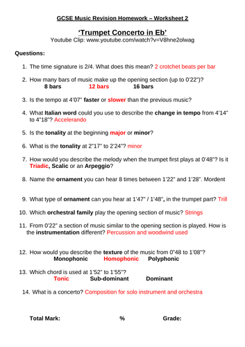 GCSE Music Listening Revision | Teaching Resources