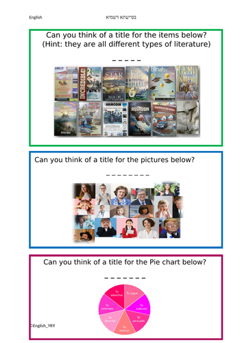 Genre, Audience, Purpose and style | Teaching Resources