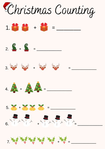 KS1 Christmas adding worksheets LA,MA,HA | Teaching Resources