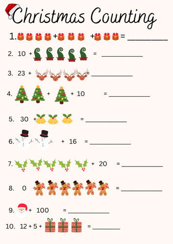 KS1 Christmas adding worksheets LA,MA,HA | Teaching Resources