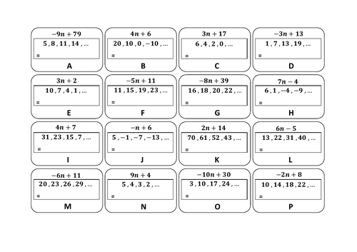 Nth Term Loop Cards | Teaching Resources