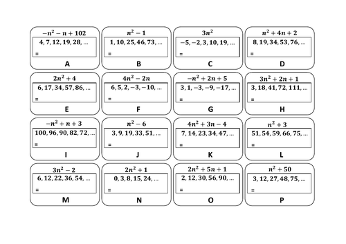 Nth Term Loop Cards | Teaching Resources Nth Term Loop Cards | Teaching Resources