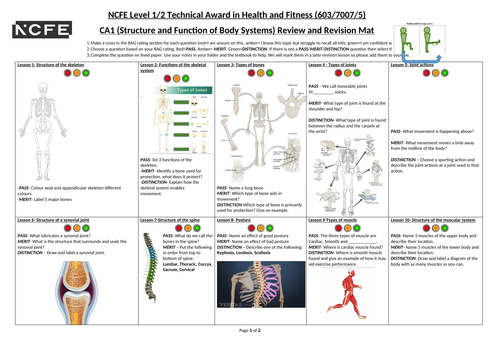 NCFE Health and Fitness (603/7007/5) CA1 Revision Mat | Teaching Resources