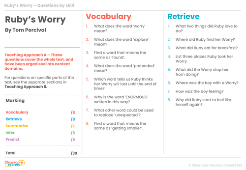 Reading Skills - Ruby's Worry | Teaching Resources