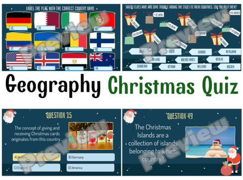 Geography Christmas Quiz | Teaching Resources