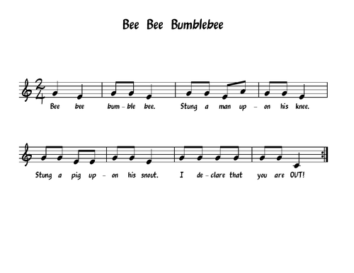 Bee Bee Bumblebee - Boomwhacker Play Along Video and Sheet Music ...