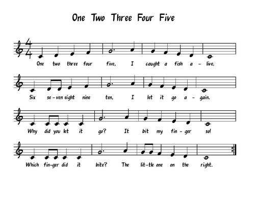 One Two Three Four Five - Boomwhacker Play Along Video and Sheet Music ...