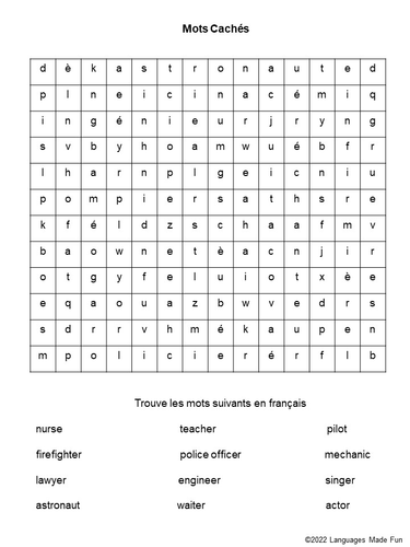 Les Métiers - Jobs in French | Teaching Resources