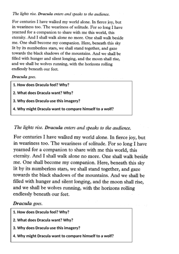 A full, 3+ hour lesson, AQA English Language Paper One- Dracula ...