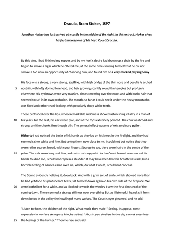 A full, 3+ hour lesson, AQA English Language Paper One- Dracula ...