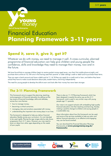 Financial Education Planning Framework: 3-11 Years | Teaching Resources