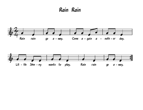 Rain Rain Go Away - Boomwhacker Play Along Video and Sheet Music ...